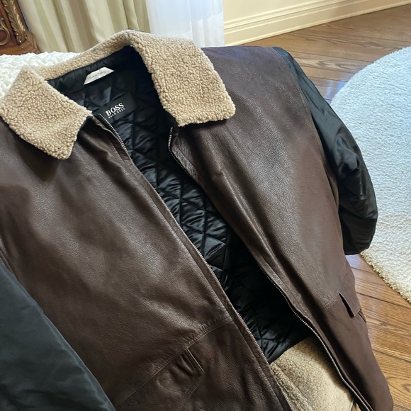Hugo Boss | Jackets & Coats | Hugo Boss Brown Leather Mens Jacket ...